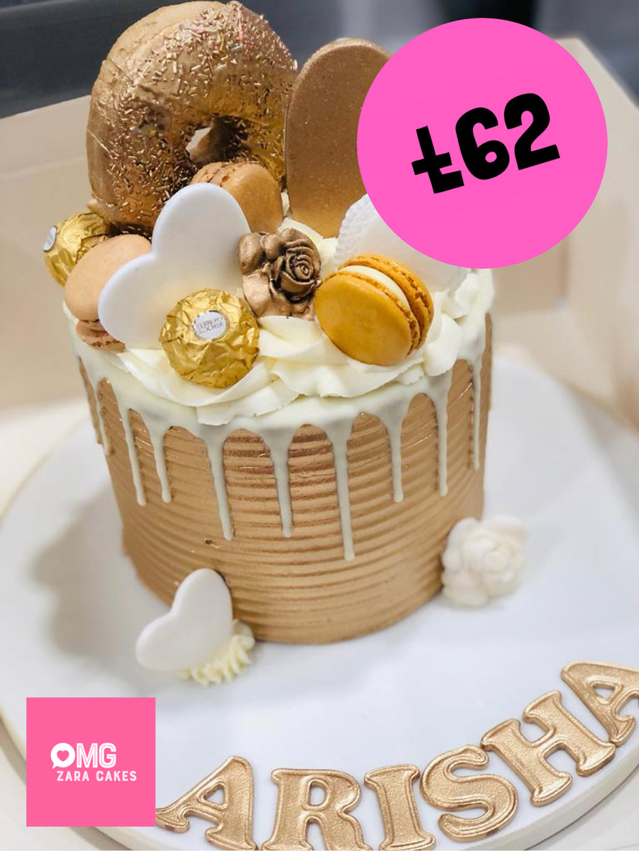 Gold celebration cake – Zara Cakes